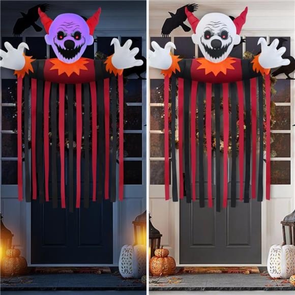 Holiday | 5ft Clown Hug Inflatable Door Curtain Halloween Inflatable ...